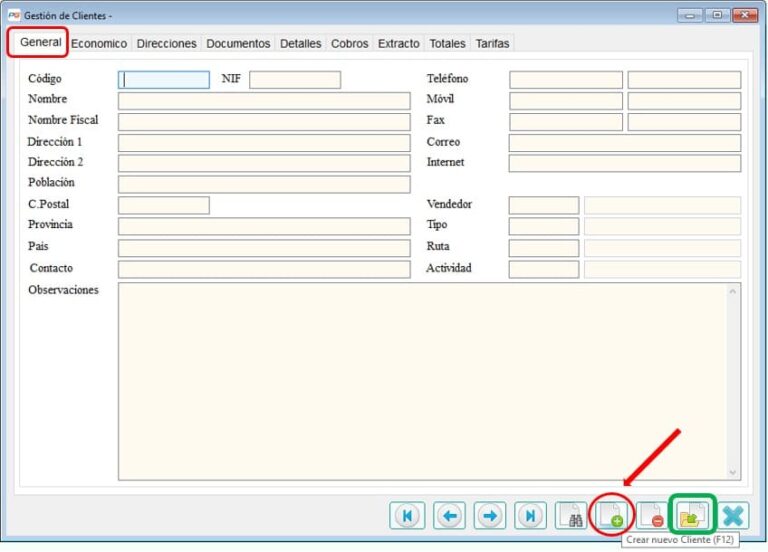 Crear fichero de cliente - Powergest