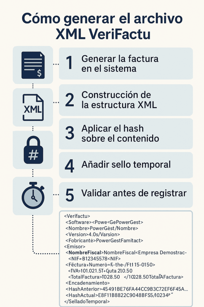 Ejemplo XML VeriFactu: Cómo generar el archivo conforme a la normativa - Powergest